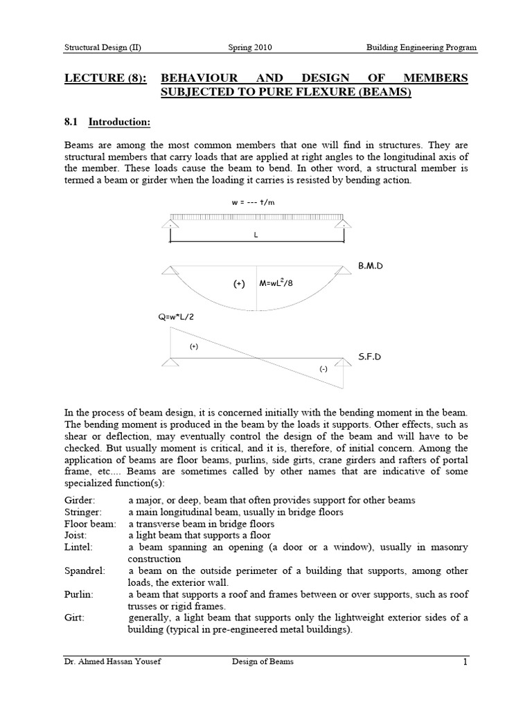 Lecture - 8 - Design of Beams | Download Free PDF | Beam (Structure) | Bending