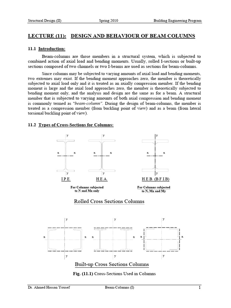 Lecture 11 Rolled Columns | PDF | Buckling | Bending