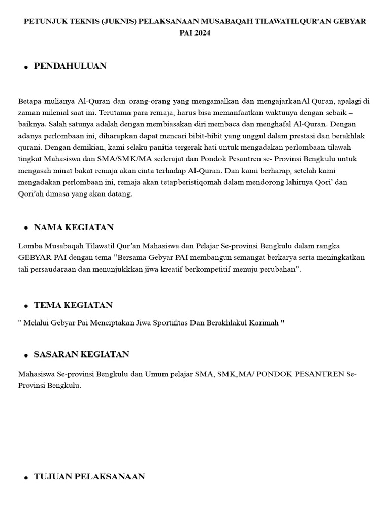 Juknis MTQ - Docx - 20240528 - 230031 - 0000 | PDF