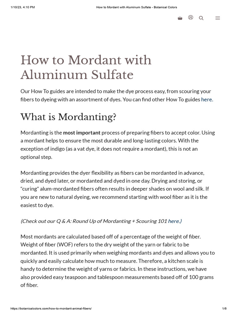 How To Mordant With Aluminum Sulfate - Botanical Colors | Download Free ...