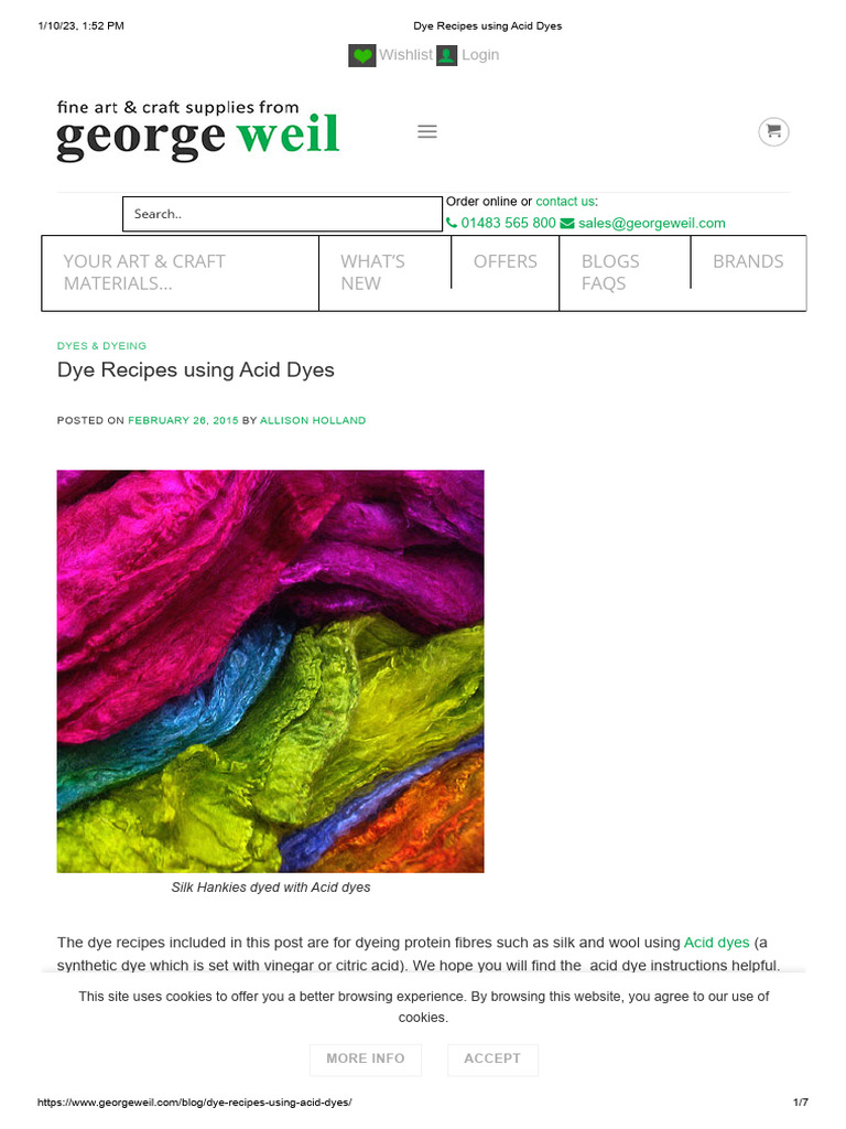 Dye Recipes Using Acid Dyes | PDF | Dyeing | Dye
