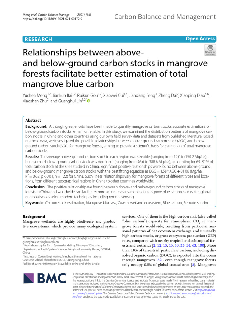 Estimation of Total Mangrove Blue Carbon | PDF | Mangrove | Earth Sciences