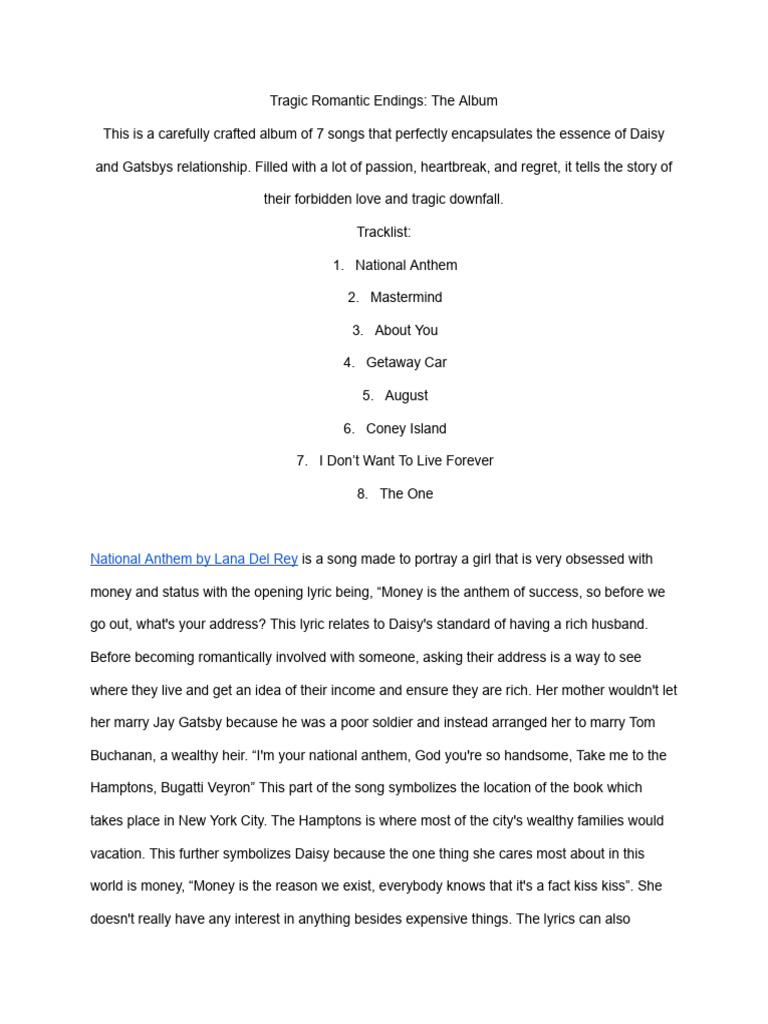 Lydia Mantzekis - Creative Connection 1 | PDF | The Great Gatsby | Treason