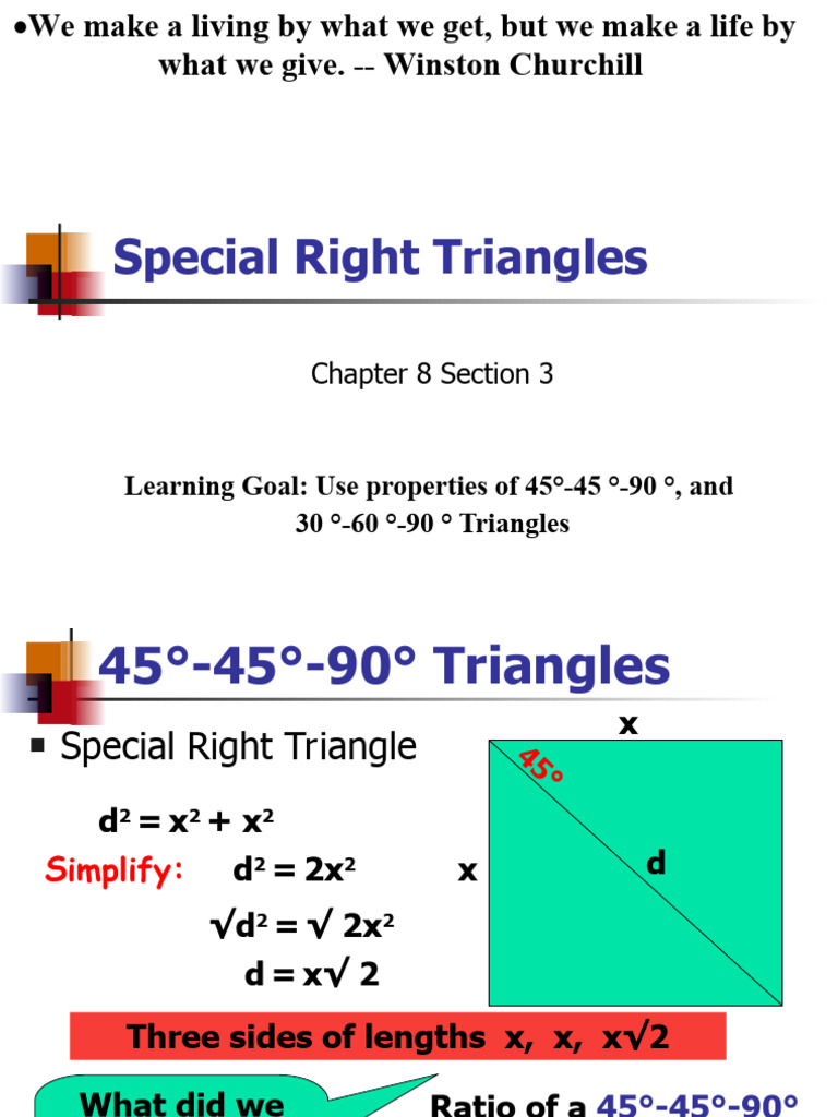 Special Right Triangle PP | PDF | Triangle | Geometry