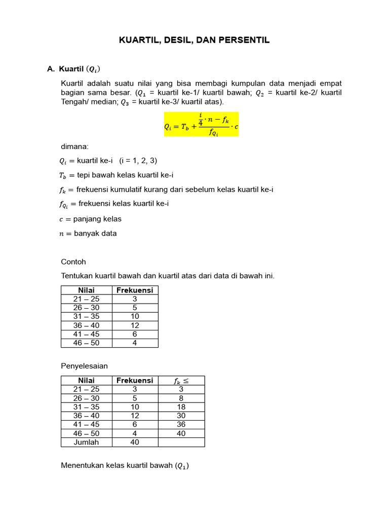 Kuartil Desil Persentil | PDF