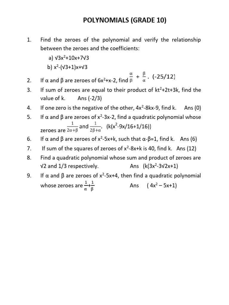 Polynomial Revision | PDF | Teaching Methods & Materials | Art