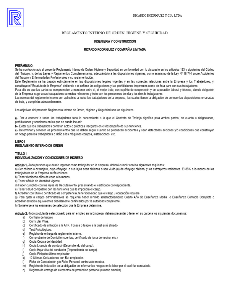 1.-Reglamento RRR Ultima Version 12-02-2021 | PDF | Salario | Multa (pena)