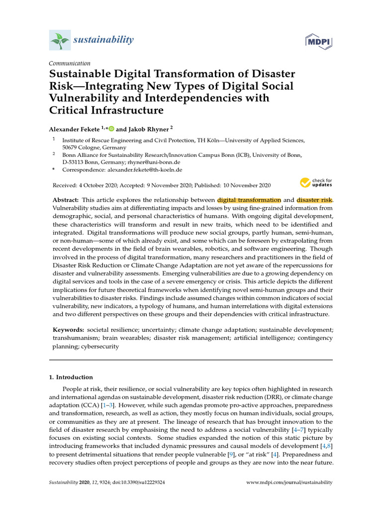 Sustainable Digital Transformation of Disaster Risk-Integrating New Types of Digital Social ...