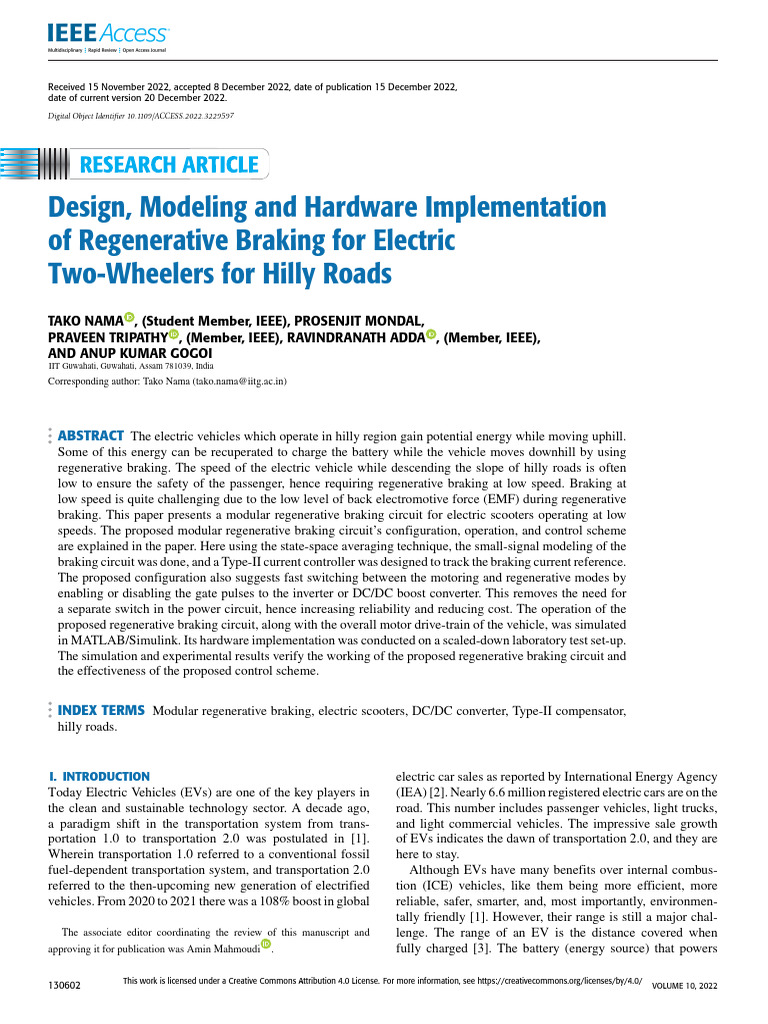 Design Modeling and Hardware Implementation of Regenerative Braking For ...