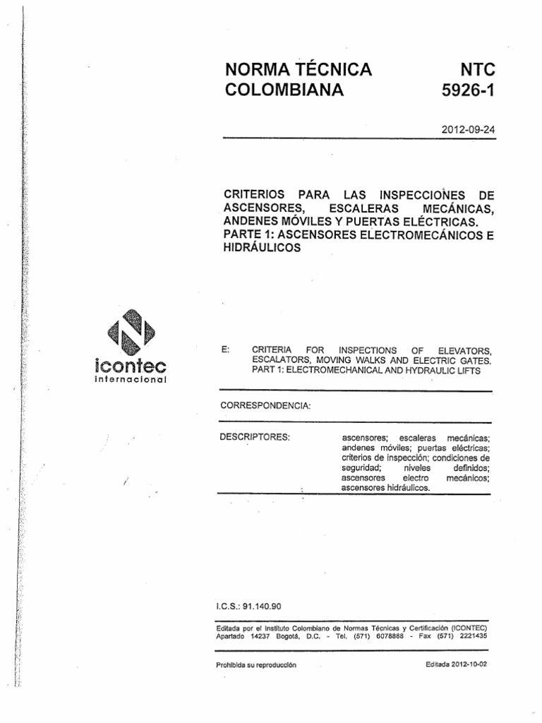 Norma NTC 5926-1 | PDF
