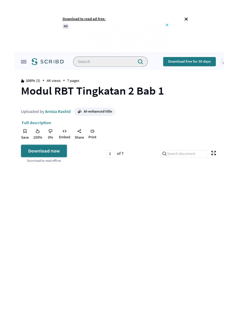 Modul RBT Tingkatan 2 Bab 1 | PDF | Download Free PDF | Scribd | Web 2.0