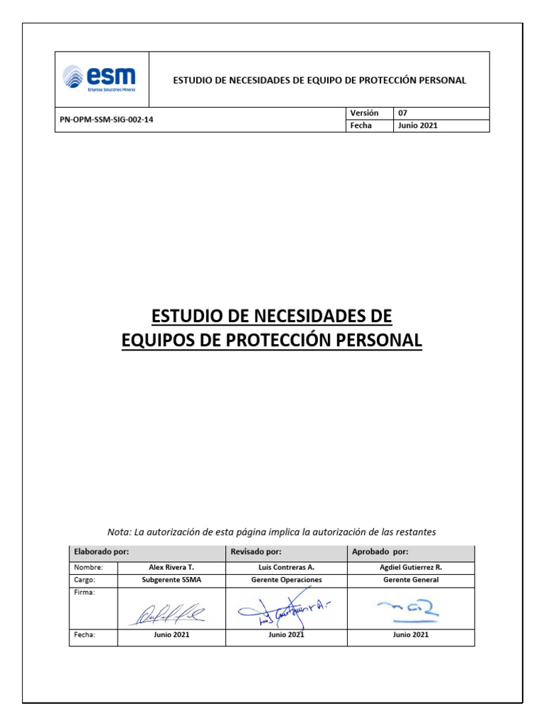 Estudio Tecnico de EPP ESM V7 01.06.21.Docx_Rev_2 | PDF | Partículas | Contaminación