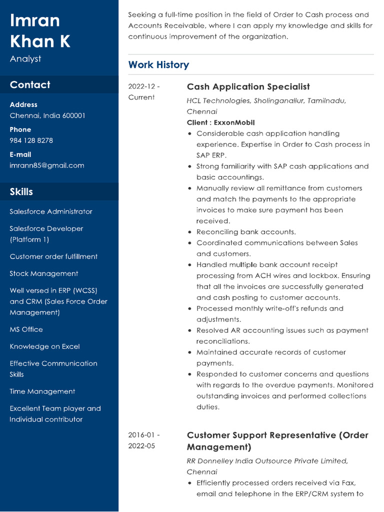 Imran Khan Resume | PDF