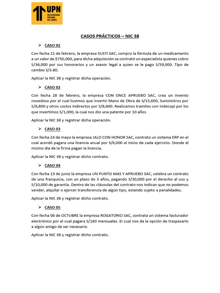 Caso Practico - Nic 38 | PDF