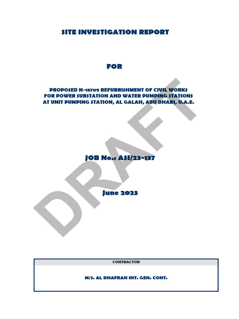 ASI23-137, Draft Site Inv. Report | PDF | Deep Foundation | Concrete