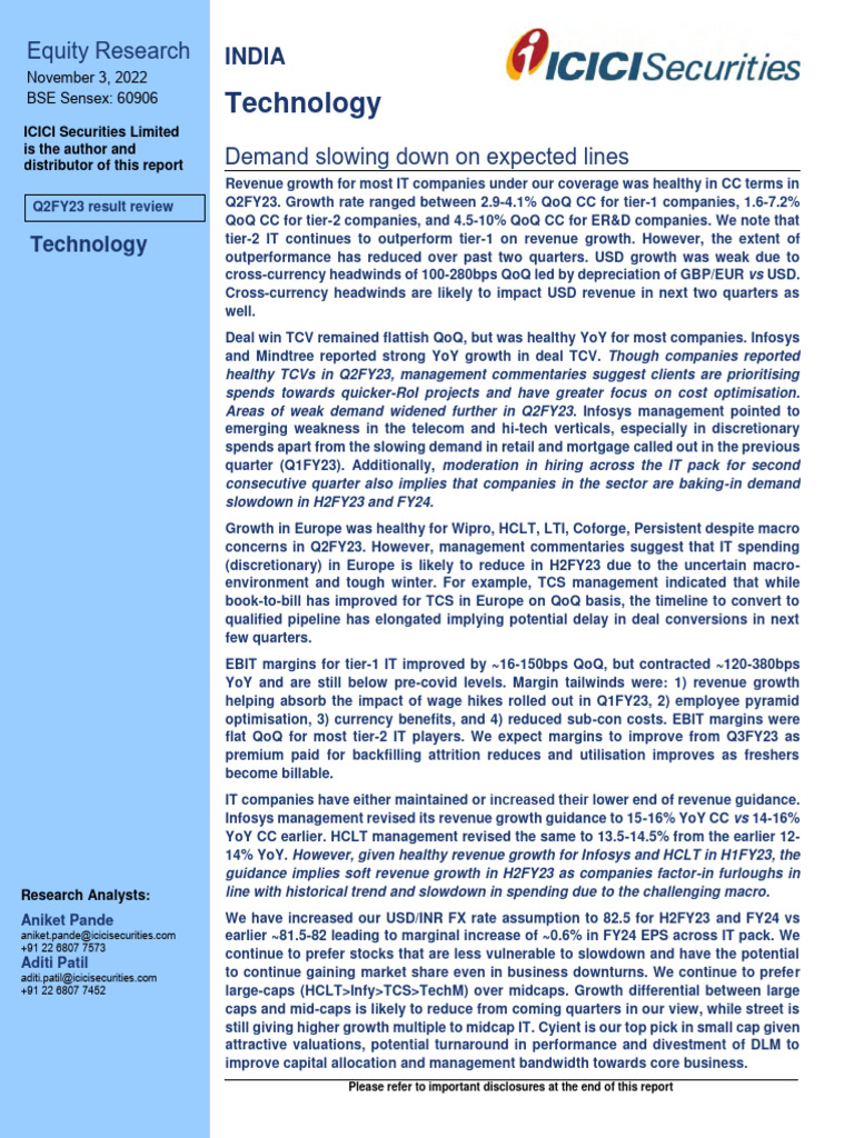 ICICI Direct On Indian Technology | PDF | Business | Economies