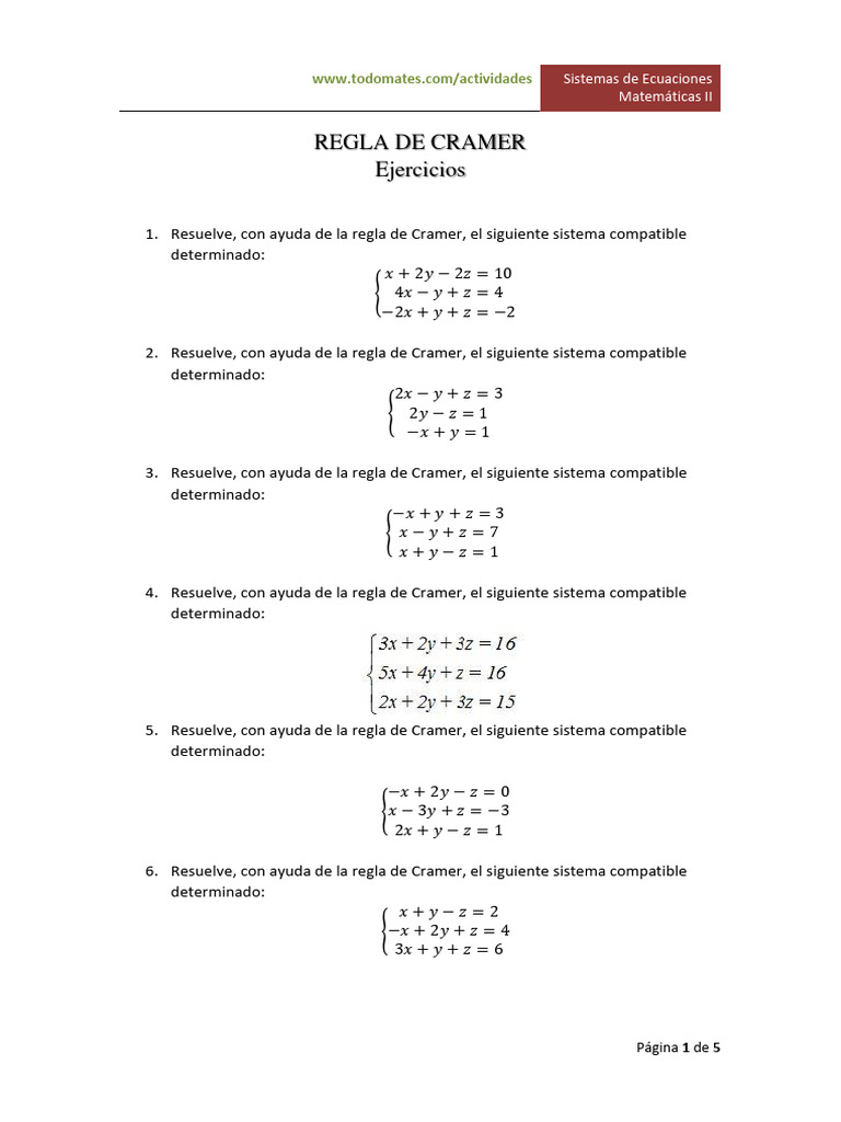 3.-Regla-de-Cramer-Ejercicios | Descargar gratis PDF | Matemáticas ...