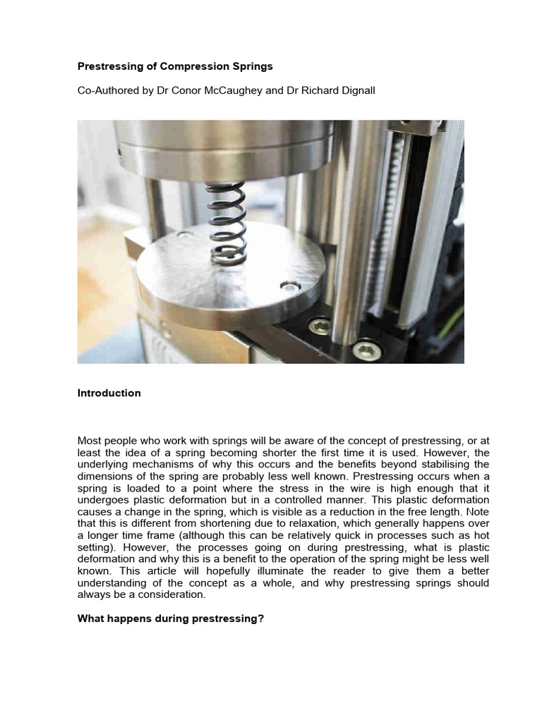 Prestressing of Compression Springs | PDF | Deformation (Engineering ...