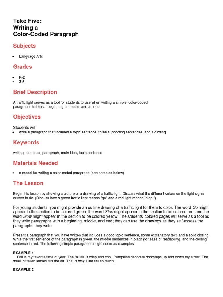 Paragraph Stoplight | PDF | Paragraph | Traffic Light