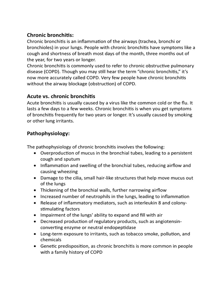 Chronic Bronchitis | PDF | Chronic Obstructive Pulmonary Disease ...