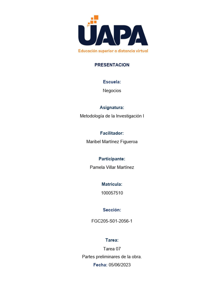 Tarea 07 Pamela Villar | PDF | Cognición