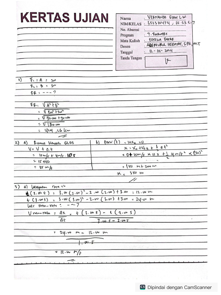 Fisika - UTS - Vernando | PDF
