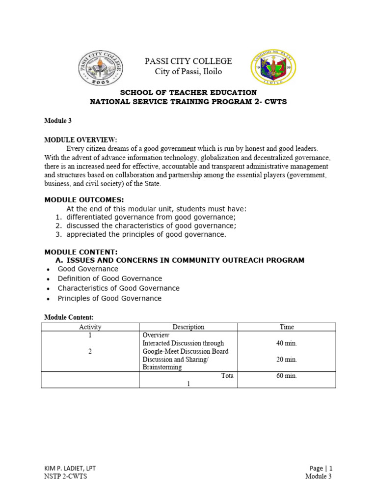 Module_3_CWTS-2 | PDF | Governance | Good Governance