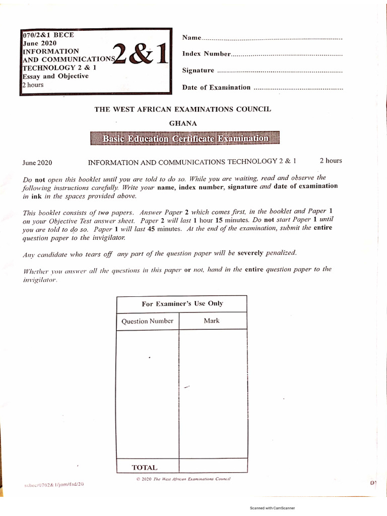 Bece Ict 2020 Questions | PDF