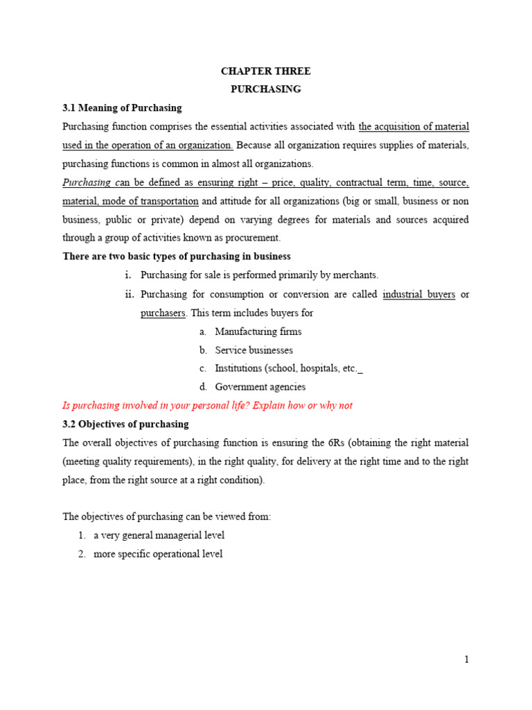 3CHAPTER THREE-purchasing | PDF | Procurement | Supply Chain