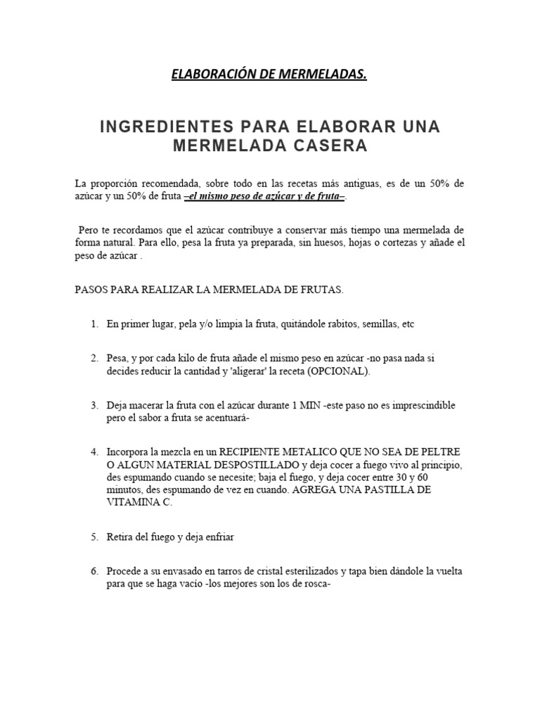 Elaboración de Mermeladas | PDF | Cocinando
