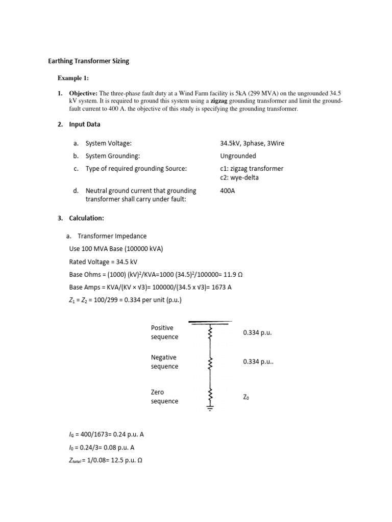 Earthing Transformer Calculation | PDF | Transformer | Electromagnetism