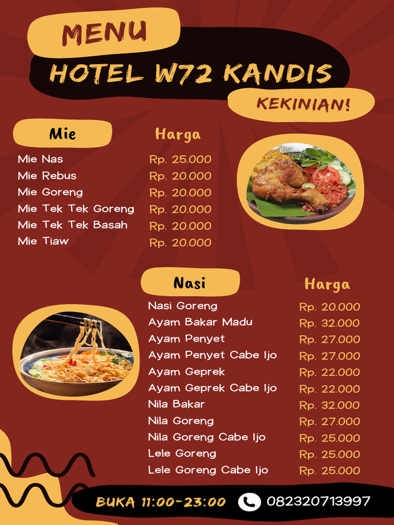 Menu Harga Makanan Hotel W72 | PDF