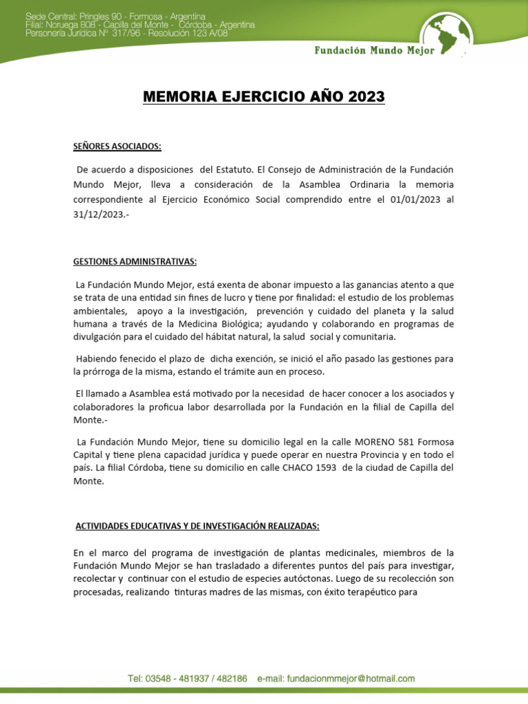 Memoria Balance 2023 | PDF | Universidad | Medicina