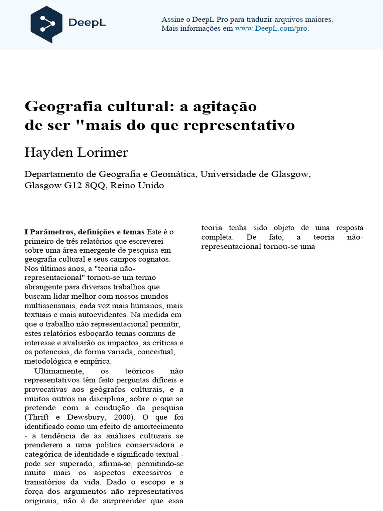 Cultural Geography The Busyness of Being More-Than-Representational (2 ...