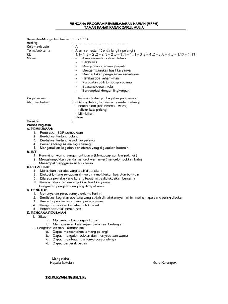 RENCANA PROGRAM PEMBELAJARAN HARIAN | PDF