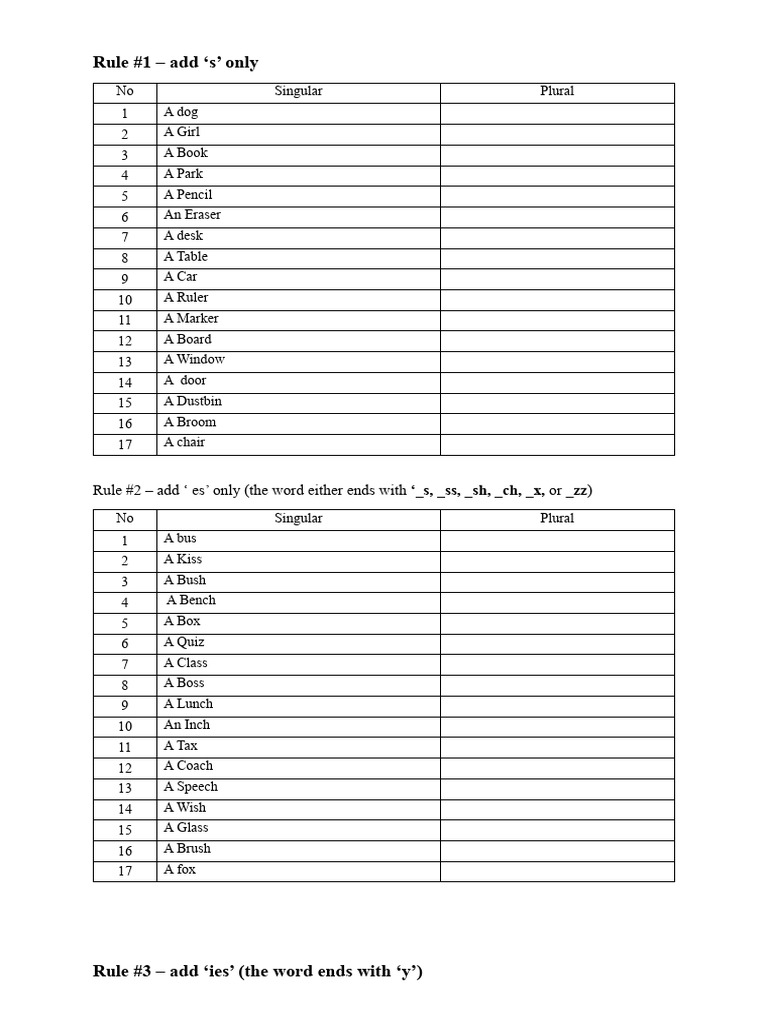 English Pluralization Rules Guide | PDF