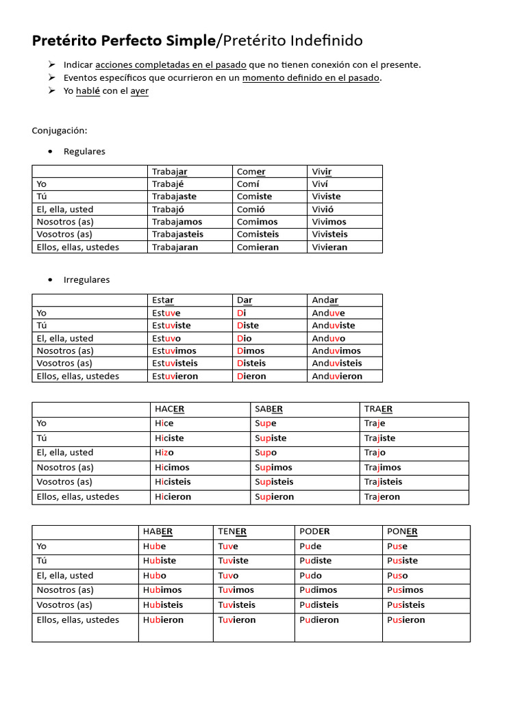 El Pretérito en Español | PDF | Lingüística | Gramática