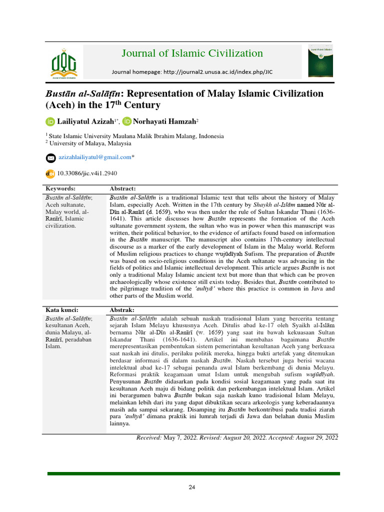 Bustān al-Salāṭīn: Aceh's Islamic History | PDF | Ulama