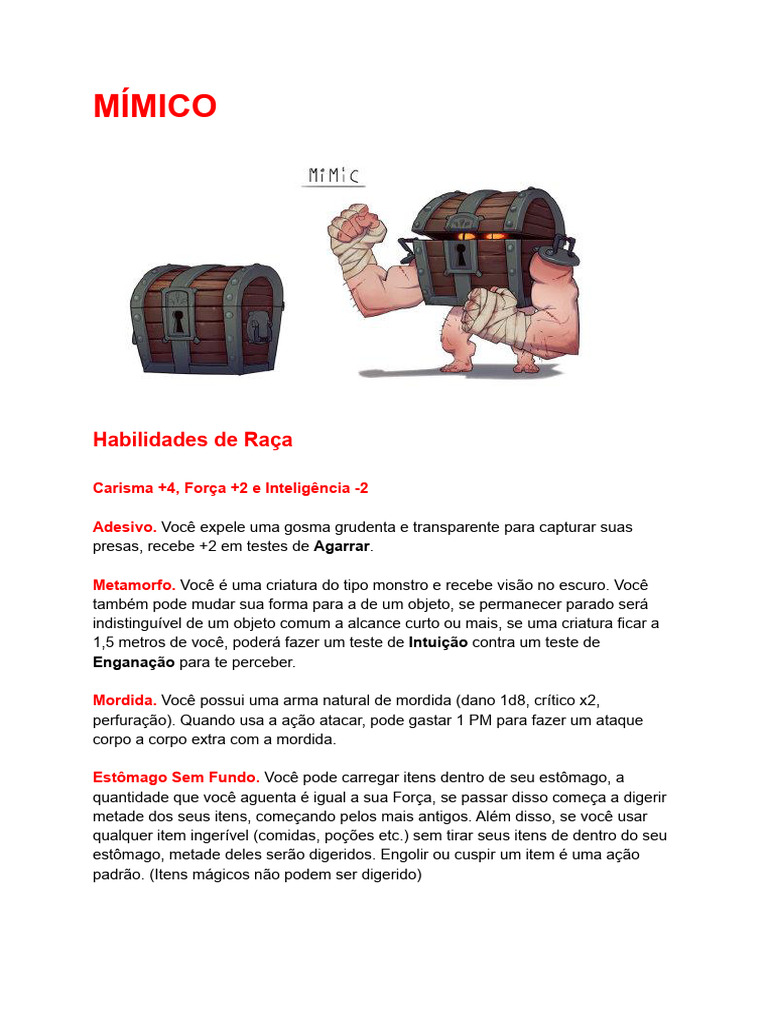 Raça Mímico (FanMade) | PDF
