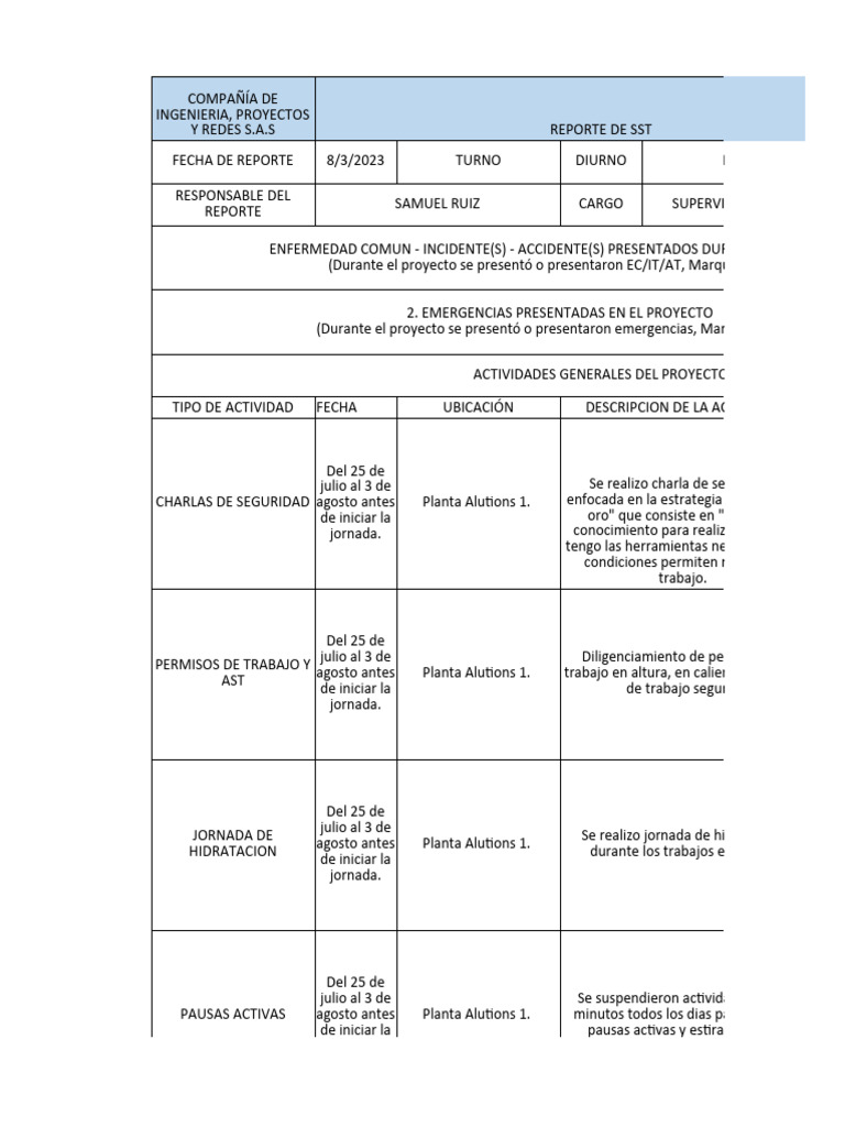 Reporte de SST | PDF
