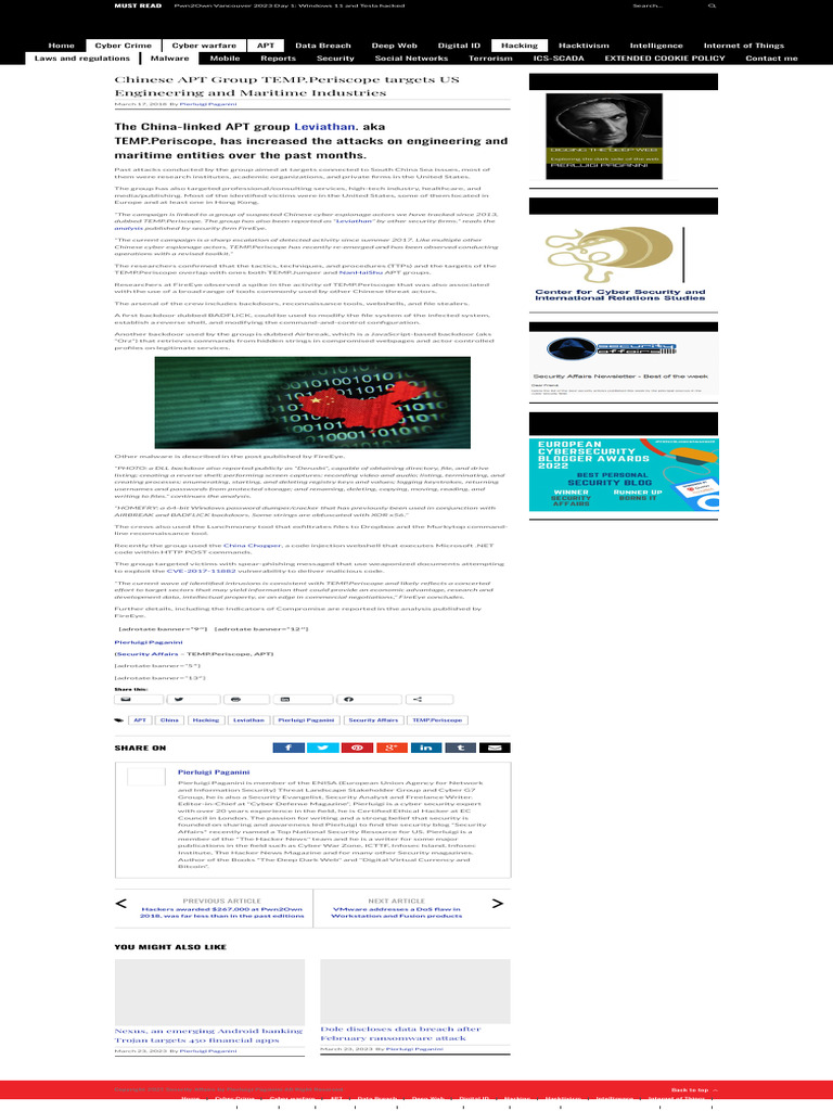 Chinese APT Group TEMP - Periscope Targets US Engineering and Maritime ...