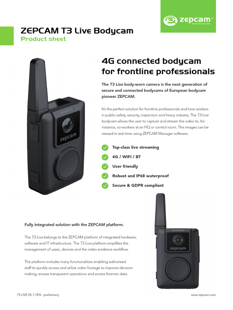 Zepcam T3 Live product sheet_1.1_EN | Download Free PDF | Streaming ...