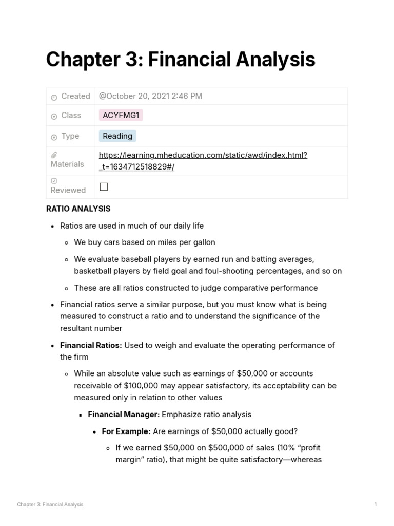 Chapter 3 Financial Analysis | PDF | Revenue | Deflation