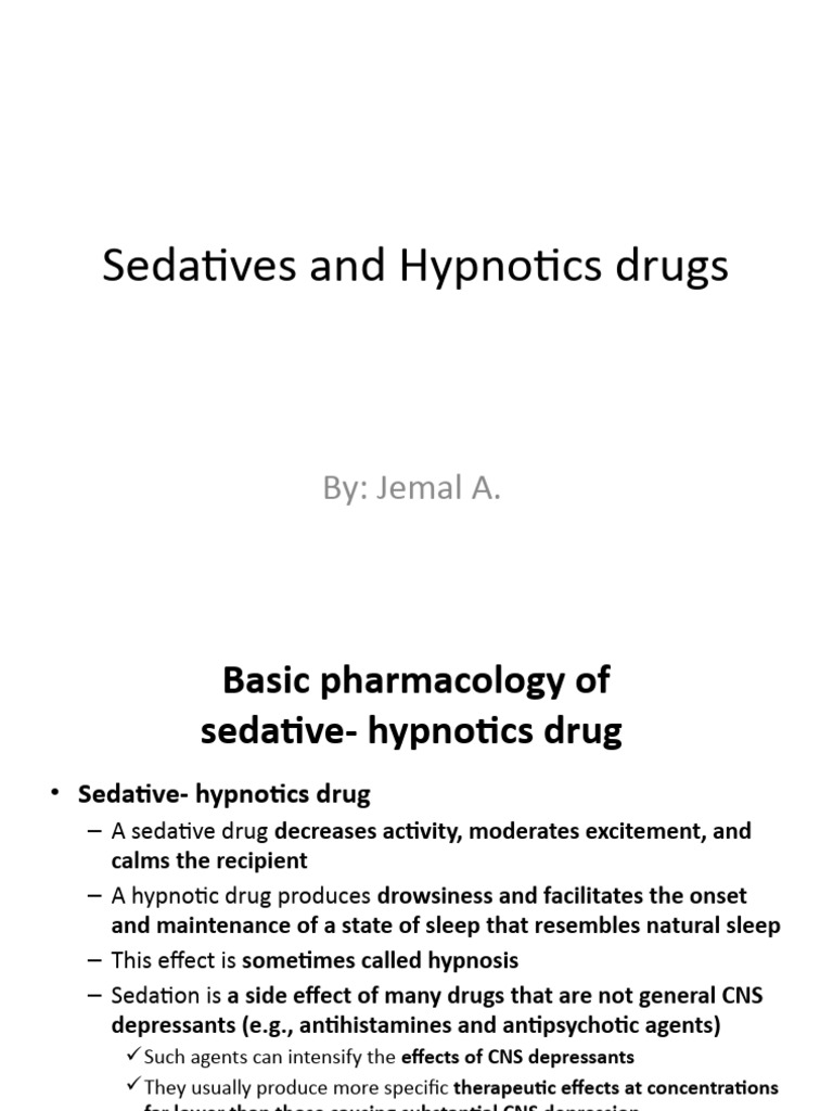 Sedatives and Hypnotics Benzodiazepines, Non Benzodiazepines ...