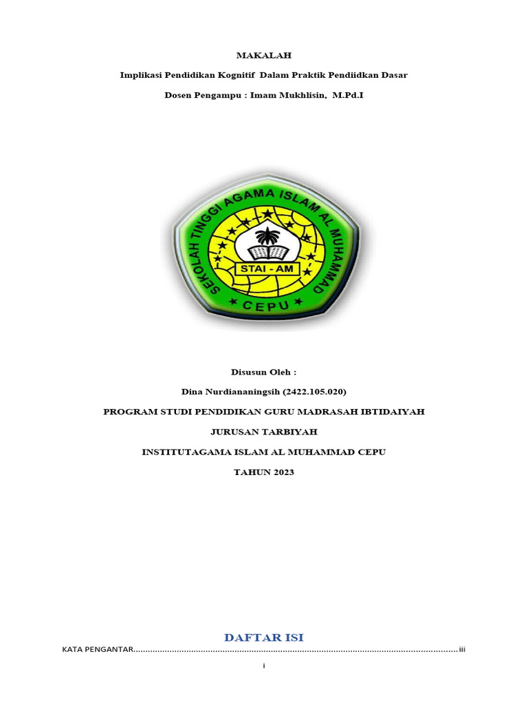 SMT 3 Implikasi Perkembangan Kognitif Dalam Praktik Pendidikan Dasar | PDF | Karier ...