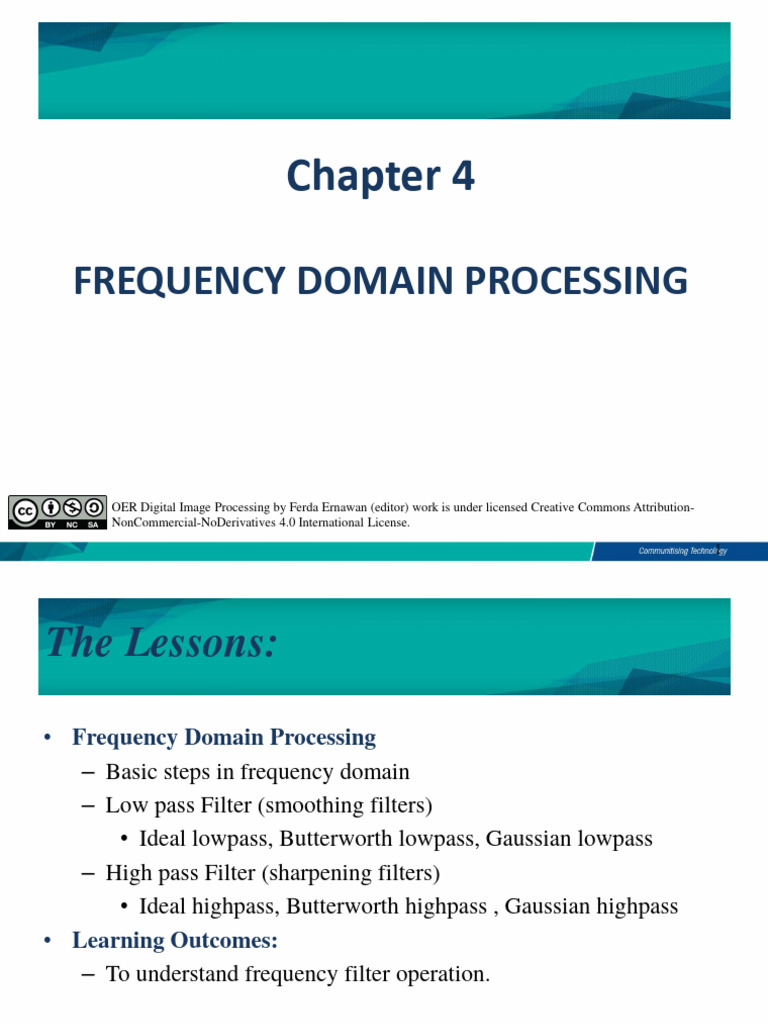 Chapter 4 - Frequency Domain Processing | PDF | Fourier Transform | Spectral Density