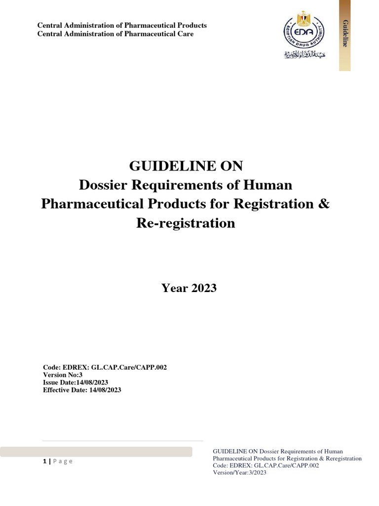 Guideline On Dossier Requirement of Human Pharmaceutical Product 2 ...