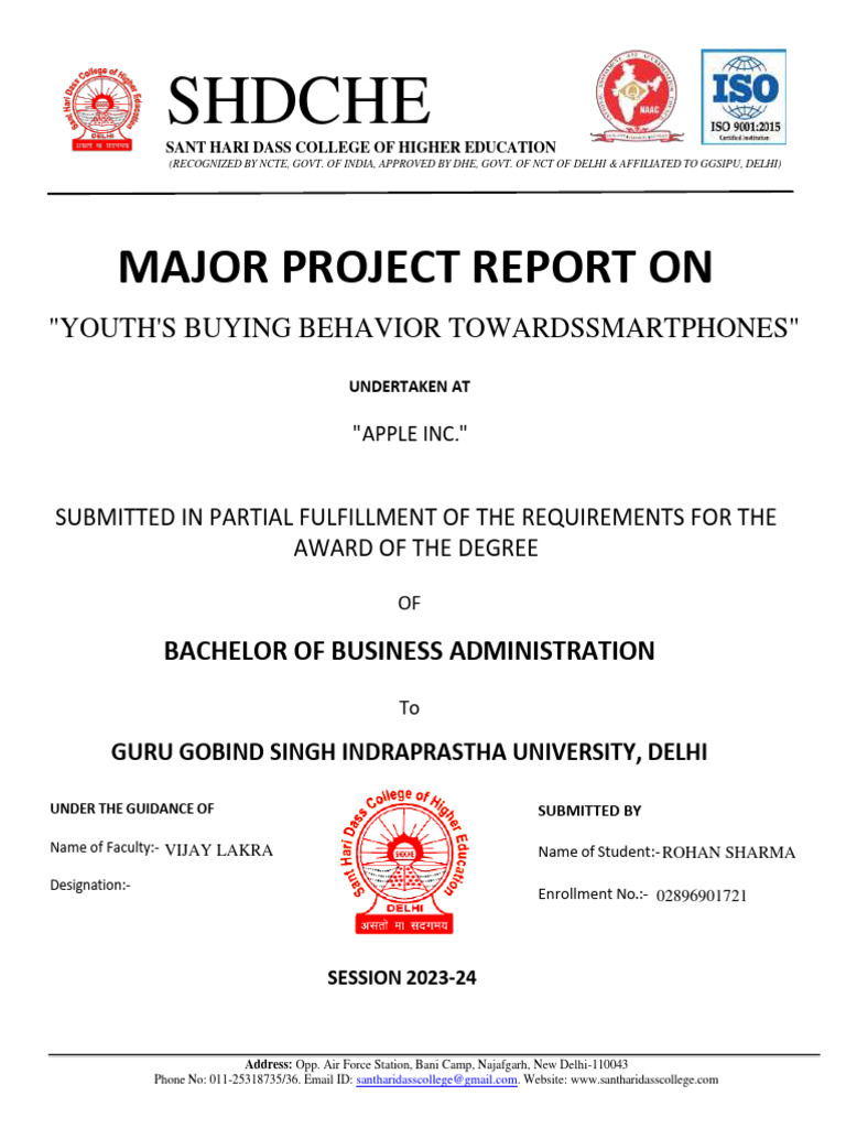 Project On Buying Behaviour of Youth Towards Smartphones | PDF | Behavior | Brand