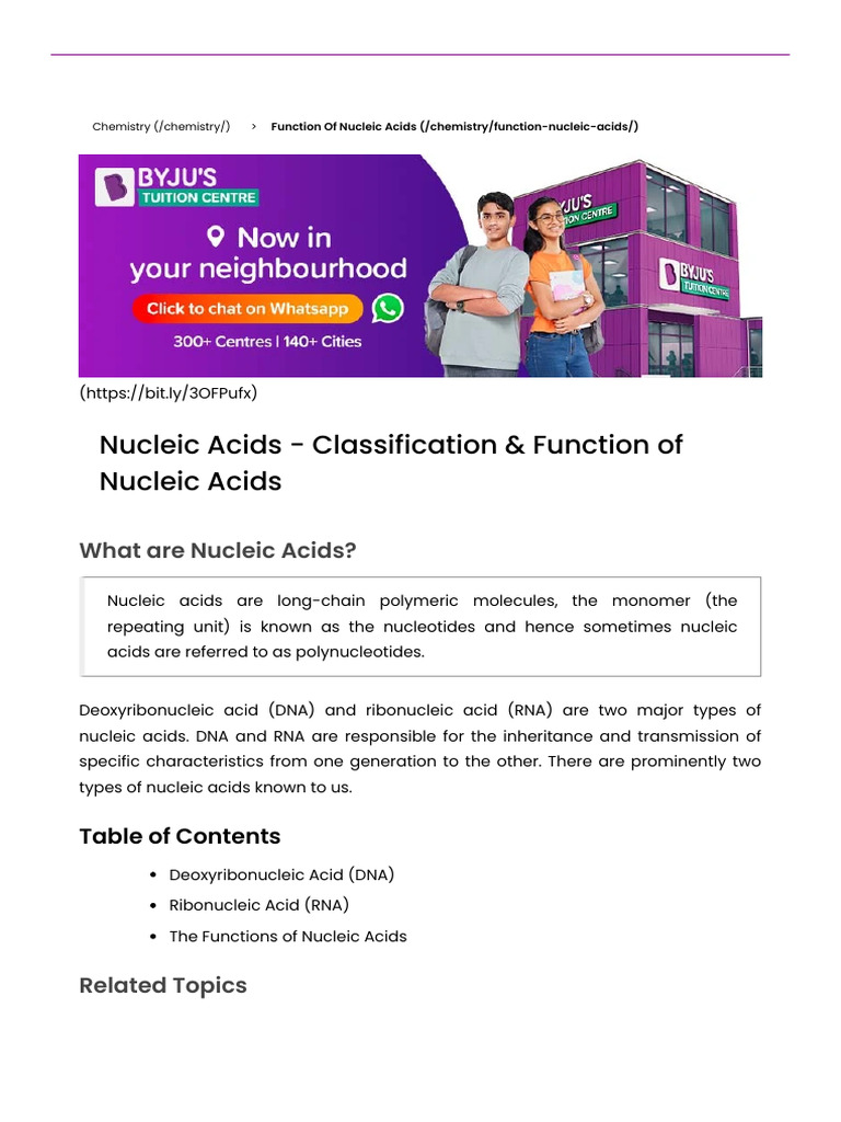 Nucleic Acids Definition Examples And Functions Of Nucleic Acids Pdf