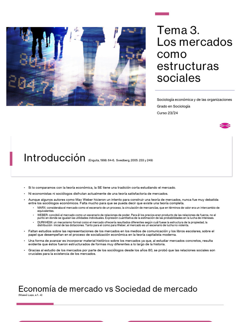 Tema 3. Los Mercados Como Estructuras Sociales | PDF | Mercado (economía) | Entorno natural